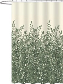 Aqualine Sprchový závěs 180x200cm, polyester, zelené listy ZP012