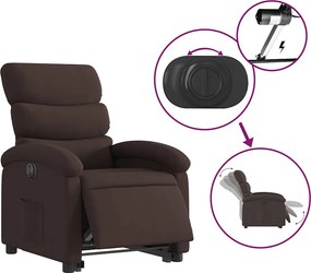 Elektrické zvedací polohovací křeslo tmavě hnědé textil 3204007