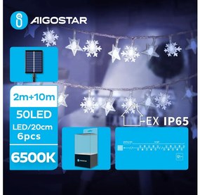 Aigostar B.V. | Aigostar - LED Solární vánoční řetěz 50xLED/8 funkcí 12m IP65 studená bílá | AI0410