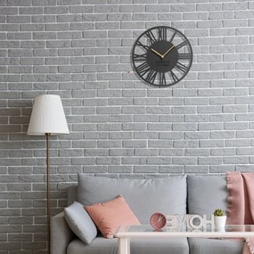 Jednoduché antracitové nástěnné hodiny v dřevěném designu 30 cm