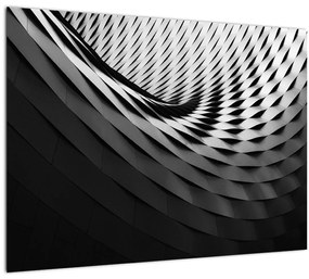 Abstraktní obraz - černobílá spirála (70x50 cm)