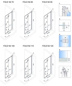 Rea Fold N2 sprchový kout se skládacími dveřmi 120(dveře) x 90(dveře), čiré sklo, chromový profil, KAB-00014