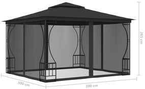 vidaXL Marketos Altán se síťovinou 300 x 300 x 265 cm antracitový