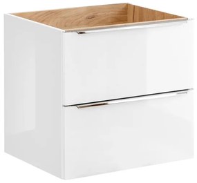 COMAD Závěsná skříňka s umyvadlem - CAPRI 820 white, šířka 60 cm, lesklá bílá/zlatý dub