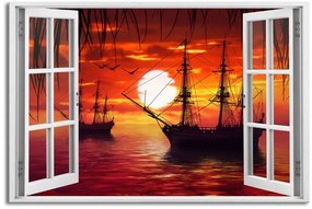 Malvis ® Obraz okno lodě na moři Velikost (šířka x výška): 30x20 cm
