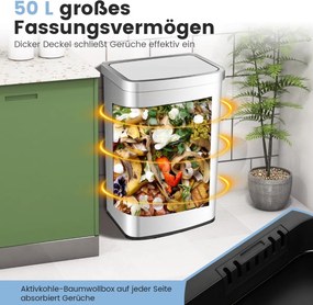 Costway 50 L odpadkový koš se senzorem a víkem Automatický odpadkový koš