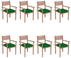 Stohovatelné zahradní židle s poduškami 8 ks masivní teak,  3072620