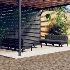 vidaXL 7dílná zahradní sedací souprava s krémovými poduškami borovice [3096095] Barva: Černá