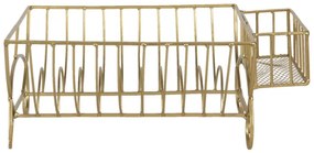 Zlatý kovový stojan na talíře / odkapávač – 42x29x17 cm