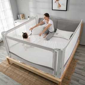 Zábrana na postel Monkey Mum® Premium - 90 cm - světle šedá