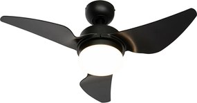 Stropní ventilátor černý 86,7 cm vč. LED stmívatelný s dálkovým ovládáním - Yuki