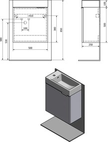 Sapho Sapho, LATUS IV STRIP umyvadlová skříňka 49,5x50x25cm, dub alabama, LT410-2322