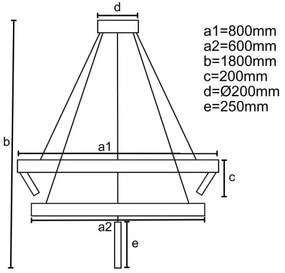 LED Stmívatelný lustr na lanku LED/140W/230V 3000-6500K + dálkové ovládání