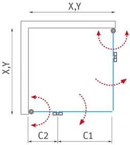Roth Čtvercový nebo obdélníkový sprchový kout CI 2CL+CI 2CR - bez vaničky Varianta: šířka levých dveří: 80 cm, šířka pravých dveří: 80 cm - (CI 2CL/800+CI 2CR/800), Barva profilů a typ výplně: profily: brillant, výplň: transparent