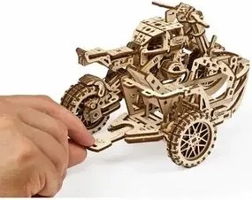 Ugears 3D dřevěné mechanické puzzle UGR-10 Motorka (scrambler) s vozík
