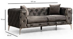Designová sedačka Rococo 197 cm antracitová