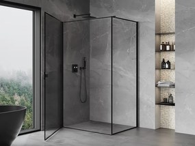 Mexen Mist-B, 1-křídlý ​​výklopný sprchový kout, levý, 70 x 100 cm, čiré sklo-černý rám, 8A2T-070-100-70-70-L