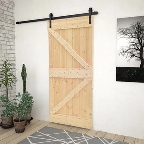 Posuvné dveře se setem kování 90 x 210 cm masivní borové dřevo,  3057499