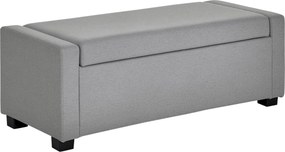 HOMCOM Úložná lavička, čalouněná lavička se skladovacím prostorem, lavička na konec postele, moderní design, plast, šedá tkanina, vícúčelová, 120x50x4