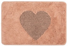 Růžová koupelnová předložka se srdíčkem - 58*38*1 cm