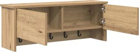 věšák, nástěnný, s dvířky, háčky, kompozitní dřevo, 30x80x20 cm, dub artisan, Dekorino TK20260024