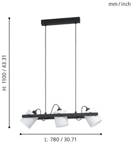 Eglo 43426 - Lustr na lanku HORNWOOD 1 3xE27/28W/230V