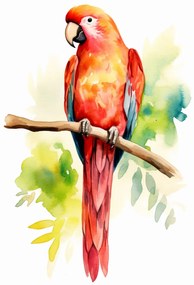 Obraz - Červený papoušek ve světě barev