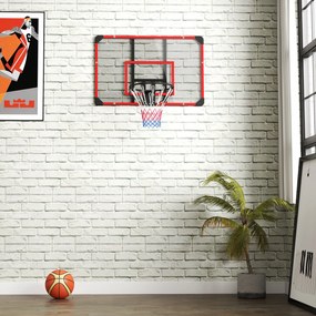 SPORTNOW basketbalový koš, basketbalová deska s košem, basketbalová síť s basketbalovou deskou, nástěnná, pro venkovní použití, ocel, 113 x 61 x 73 c…