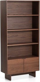 Regál v dekoru ořechu v tmavě přírodní barvě 90x190x35 cm Norlen – Kave Home