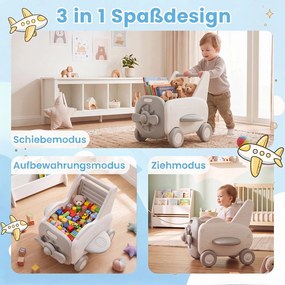 Costway 3-in-1 Dětské chodítko z plastu se skládacím sedákem, úložným prostorem