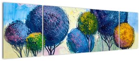 Obraz kopulovitých stromů, olejomalba (170x50 cm)