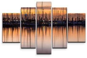 Sablio Obraz - 5-dílný Večerní přístav - 125x90 cm