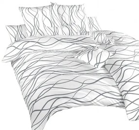 Dadka Povlečení krep Vlny tmavě šedé na bílém  200x200, 2x70x90 cm