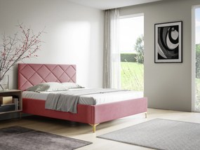 Eka Čalouněná postel DIAMOND+ 160x200 cm Barva látky Trinity: (2319) Světlá růžová, Úložný prostor: S dřevěným rámem úložného prostoru