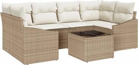 Set pohovek 7 ks Béžová a krémová polyratan 3346621