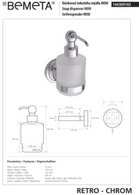 Bemeta Design RETRO chrom: Dávkovač mýdla, 200 ml -