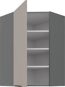 ARIA ta | horní kuchyňská skříňka 60x60 GN-90 1F (45°) rohová s policemi | 60x60 cm | VYSOKÁ | antracit/béžová