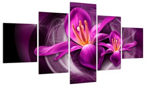 Moderní fialový obraz květů (125x70 cm)