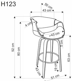 Barová židle VM123 černá / ořech