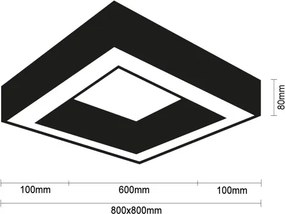 LED Stropní svítidlo LED/100W/230V 3000/4000/6500K 80x80 cm černá