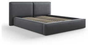 Tmavě šedá čalouněná dvoulůžková postel s úložným prostorem a roštem 160x200 cm Arendal – Cosmopolitan Design