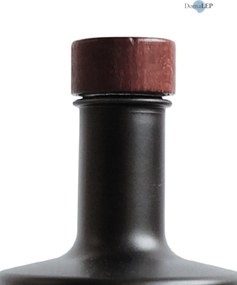 Skleněná láhev na olej 500 ml černá matná s uzávěrem tmavé dřevo VILO