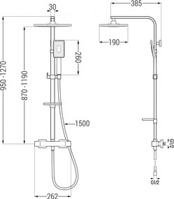Mexen - CQ54 sprchový set s termostatickou baterií Cube, bílá-chromová, 772505495-21