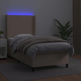 Box spring postel matrace a LED cappuccino 100x200cm umělá kůže 3139252