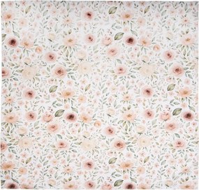 Bílý bavlněný ubrus s růžemi Soft Romantic Blush - 100*100 cm