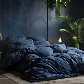 Mušelínové prodloužené povlečení Navy Velikost: 140 x 220 + 70 x 90