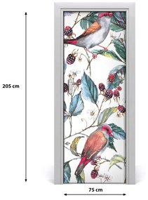 Samolepící fototapeta na dveře Ptáci a ostružiny 75x205 cm