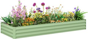 Outsunny Ocelový Vysoký Záhon, Růstová Bednička Zahradní Postel Pro Květiny 241x90.5x30cm na Zahradní Terasu, Pro Květiny, Rostliny, Ovoce, Zeleninu,