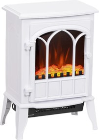 HOMCOM Elektrický stojací krb 1000/2000 W, dekorativní krb s LED efektem plamene, bílý