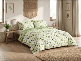 Sada krepového povlečení GREEN TREES POLY zelené + prostěradlo Jersey 180 x 200 cm bílé, dvoulůžko